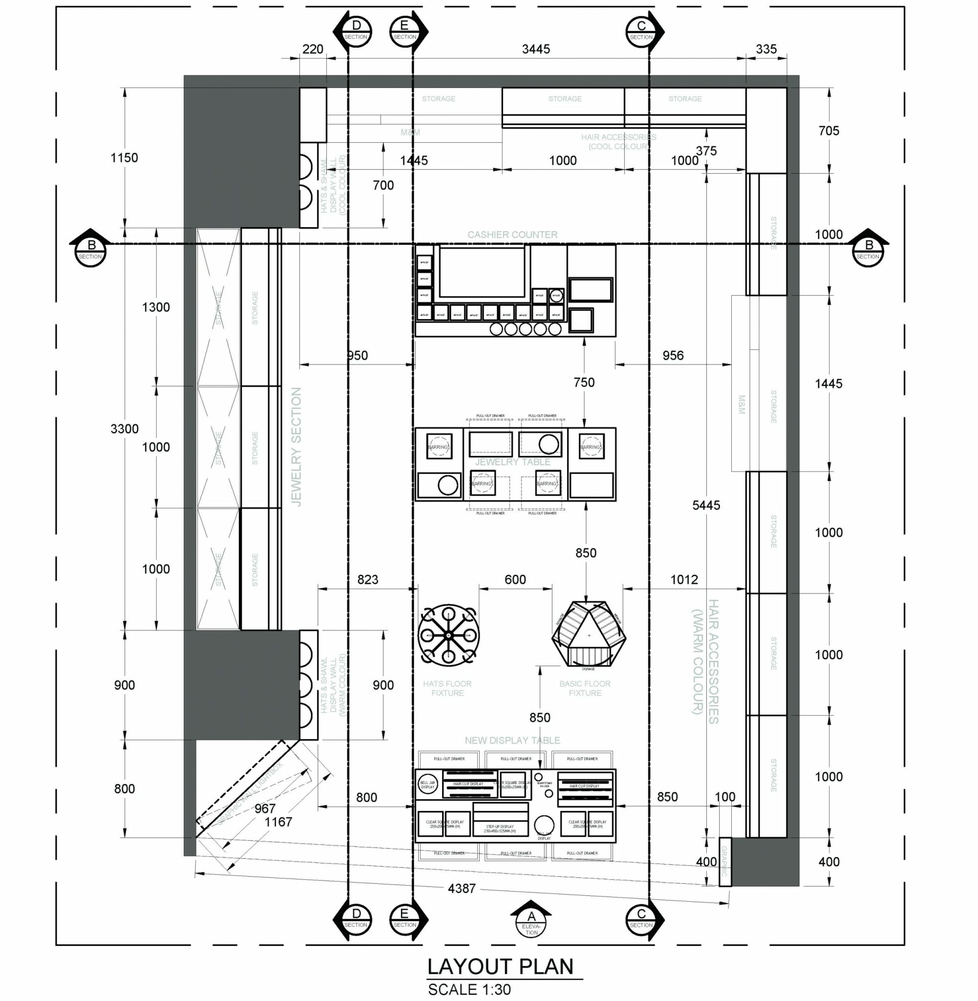 Retail Interior Drawing | 2D Drafting Service Portfolio
